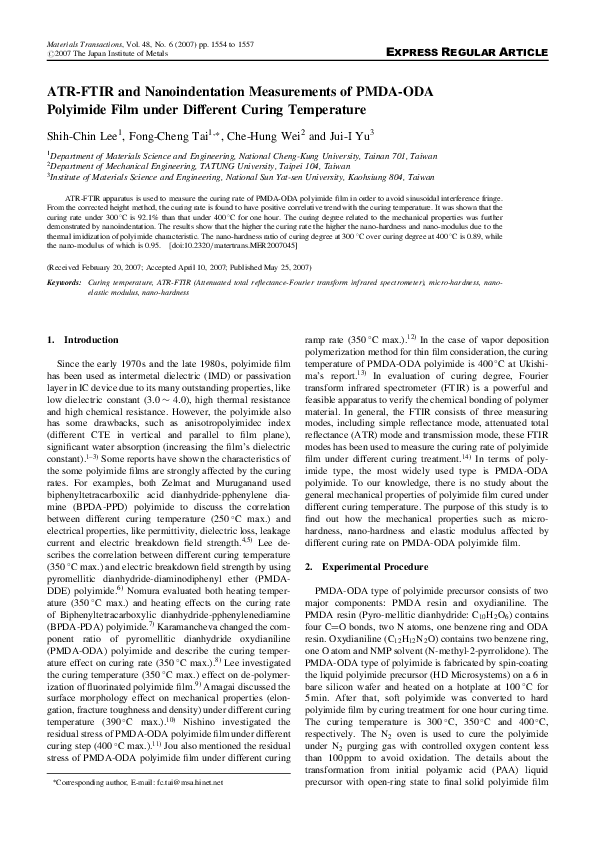 (PDF) ATR-FTIR and Nanoindentation Measurements of PMDA-ODA Polyimide Film under Different ...