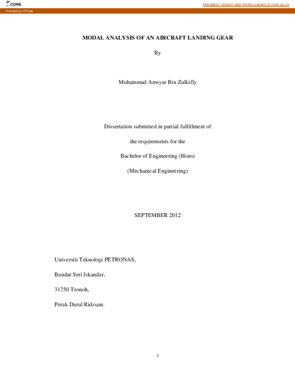 (PDF) Modal Analysis of an Aircraft Landing Gear