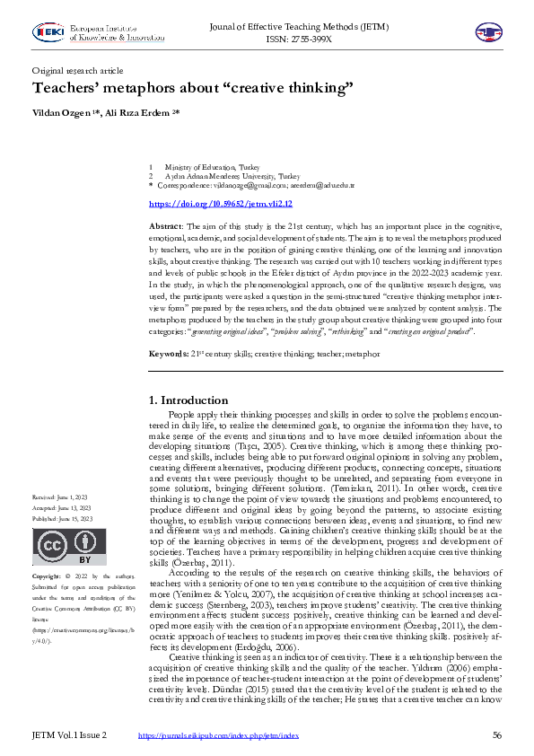 (PDF) Teachers' metaphors about (PDF) Teachers' metaphors about