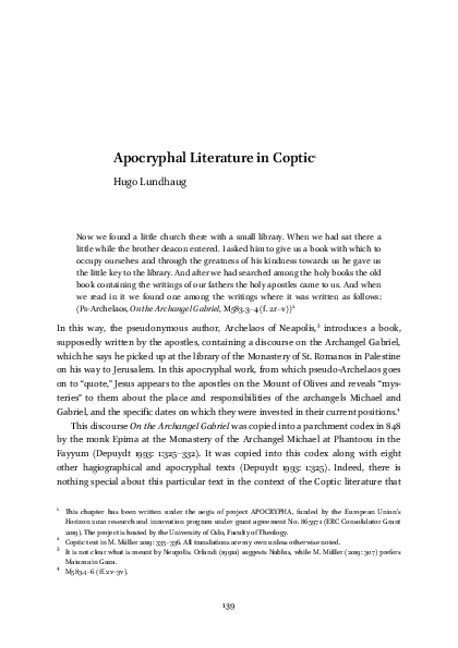 (PDF) Apocryphal Literature in Coptic [2022]