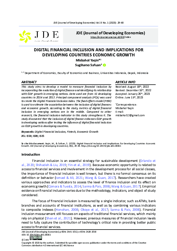 (PDF) Digital Financial Inclusion and Implications for Developing ...