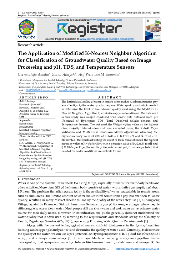 Pdf The Application Of Modified K Nearest Neighbor Algorithm For