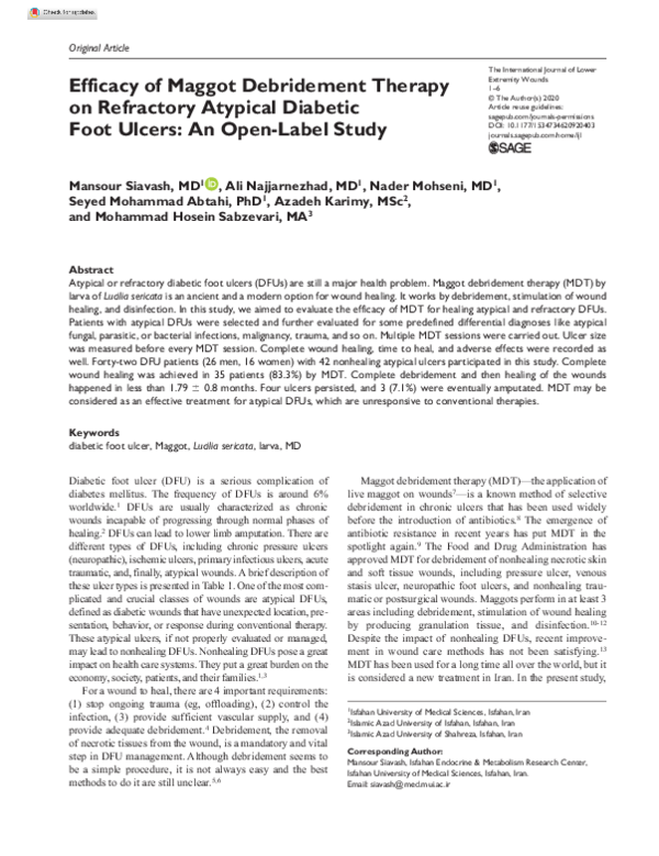 (PDF) Efficacy of Maggot Debridement Therapy on Refractory Atypical ...