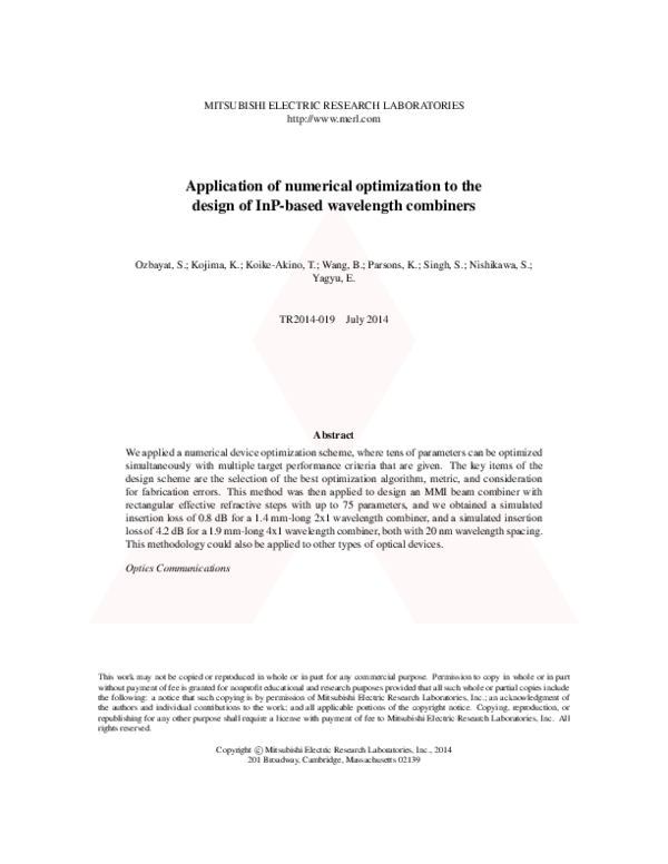 (PDF) Application of numerical optimization to the design of InP-based ...