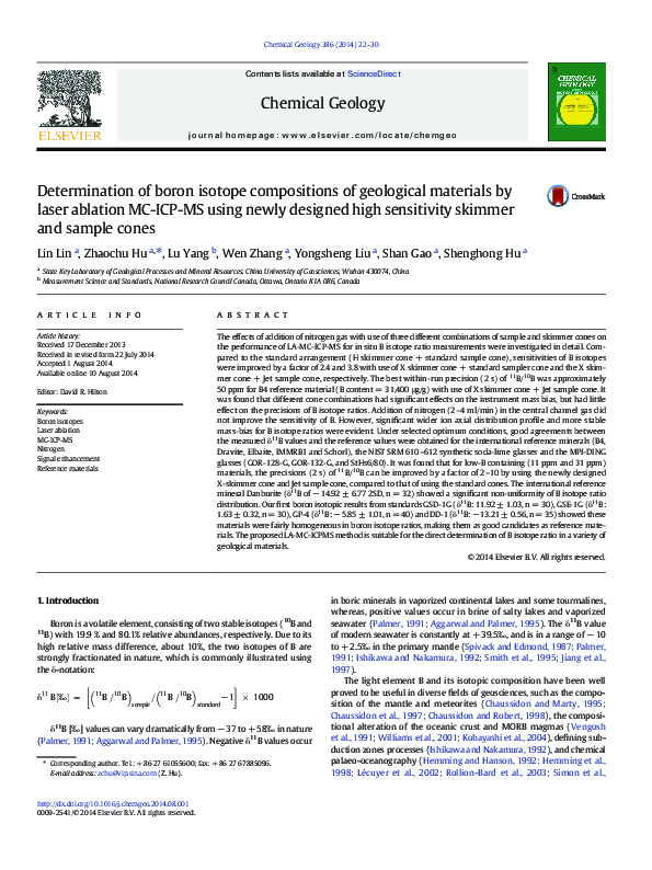 (PDF) Determination of boron isotope compositions of geological ...