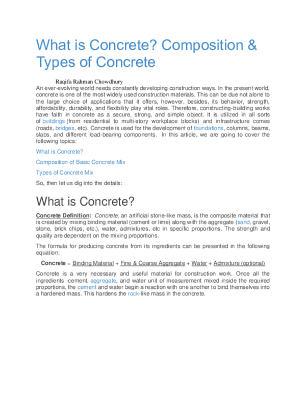 (PDF) What is Concrete? Composition & Types of Concrete Aggregates