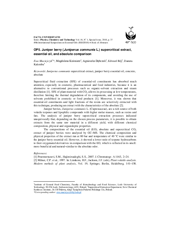 (PDF) Juniper berry (Juniperus communis L.) supercritical extract ...