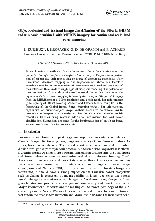(PDF) Object‐oriented and textural image classification of the Siberia GBFM radar mosaic ...