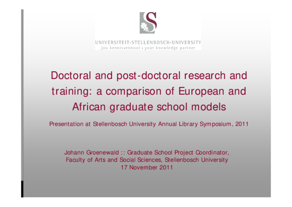 (PDF) Doctoral and post-doctoral research and training : a comparison ...