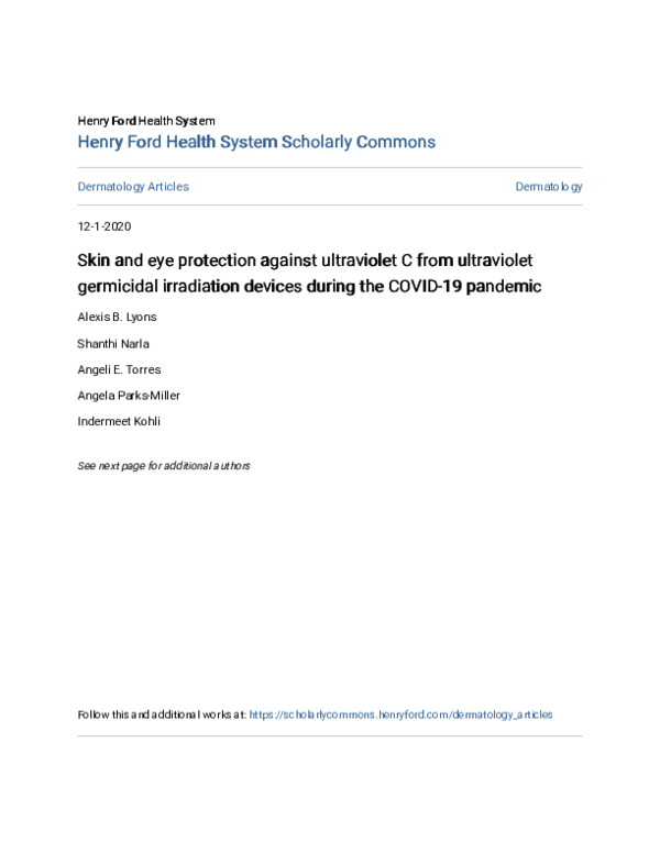 (PDF) Skin and eye protection against ultraviolet C from ultraviolet ...