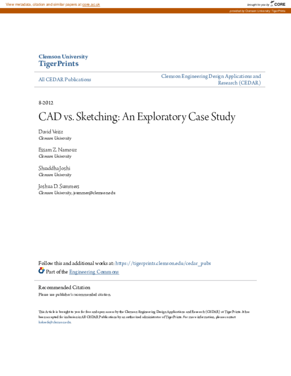 (PDF) CAD vs. Sketching: An Exploratory Case Study