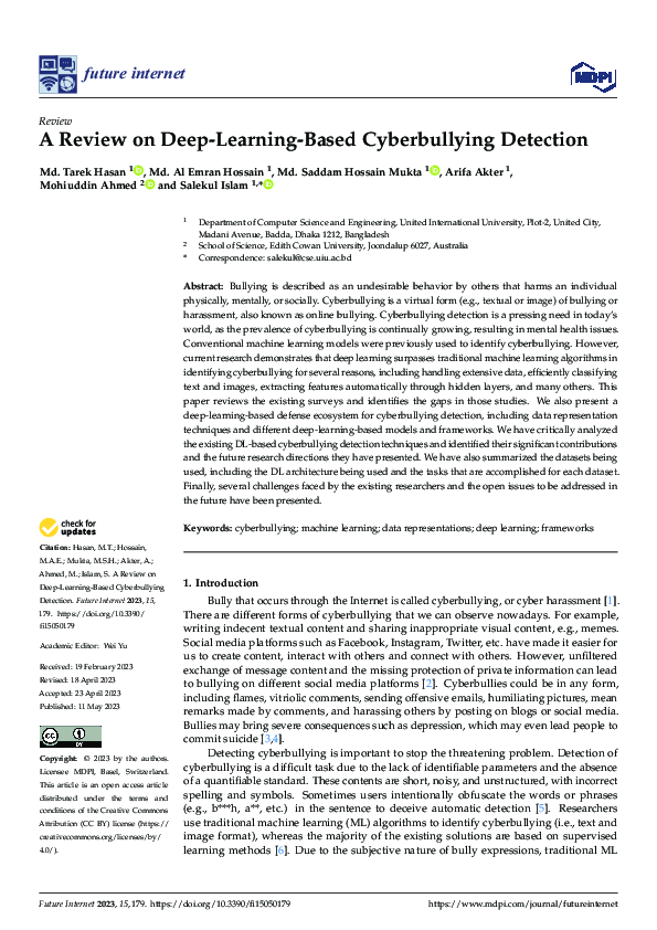 Pdf A Review On Deep Learning Based Cyberbullying Detection