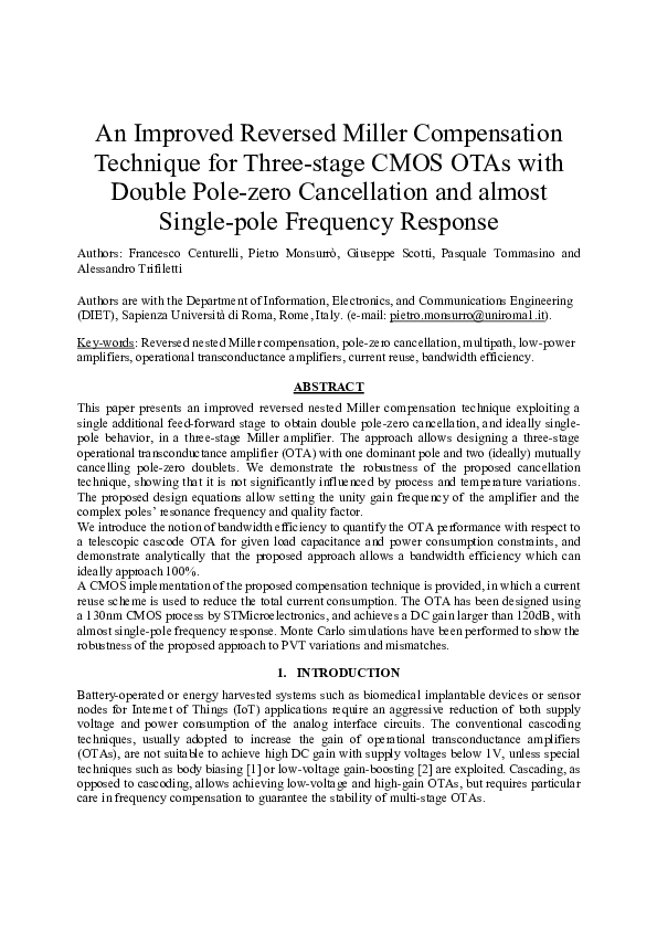 (PDF) An improved reversed miller compensation technique for three ...