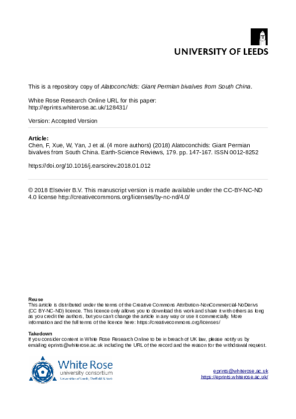 (PDF) Alatoconchids: Giant Permian bivalves from South China