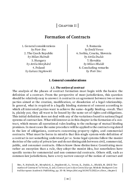 (PDF) Formation of Contracts