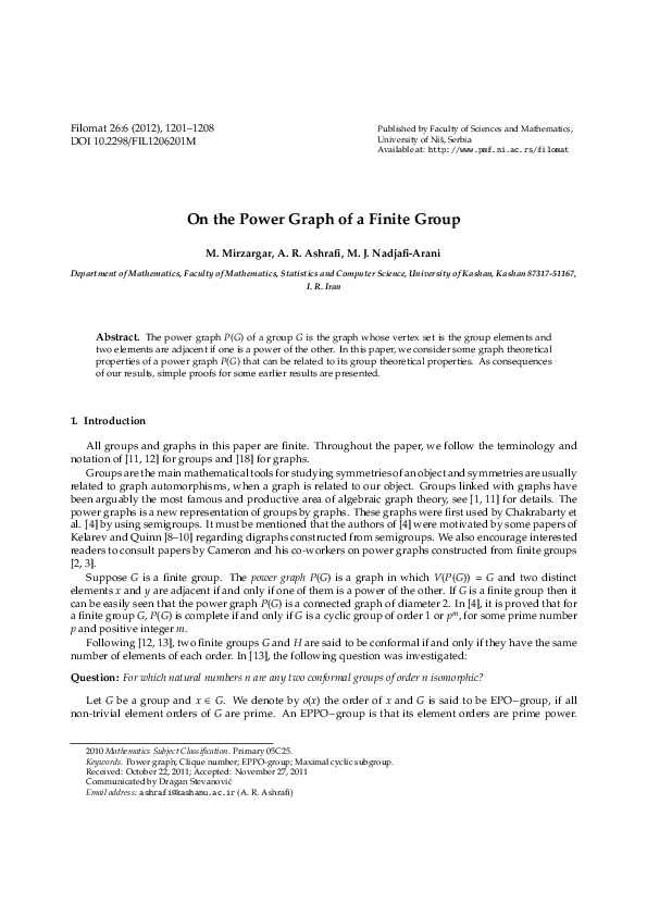 (PDF) On the power graph of a finite group
