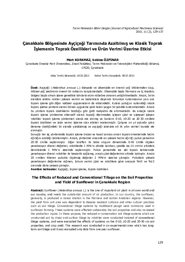 (PDF) The Effects of Reduced and Conventional Tillage on the Soil ...