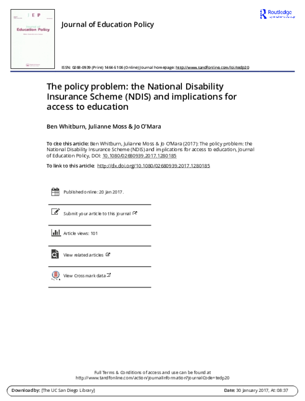 (PDF) The policy problem: the National Disability Insurance Scheme ...