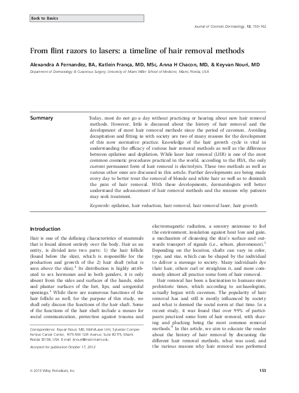 (PDF) From flint razors to lasers: a timeline of hair removal methods