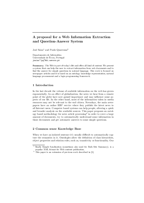 (PDF) A Proposal for a Web Information Extraction and Question-Answer System