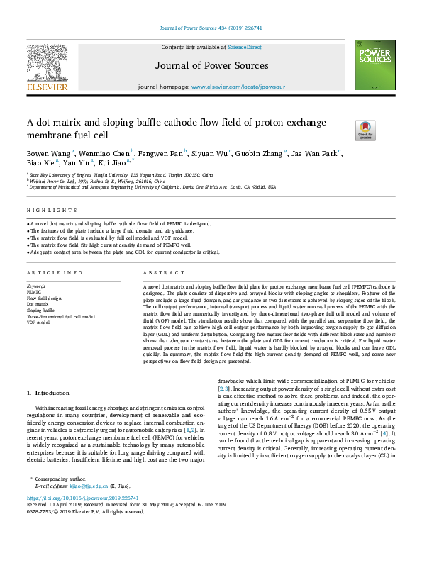 (PDF) A dot matrix and sloping baffle cathode flow field of proton ...