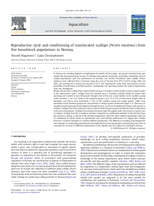 (PDF) Reproductive cycle and conditioning of translocated scallops ...