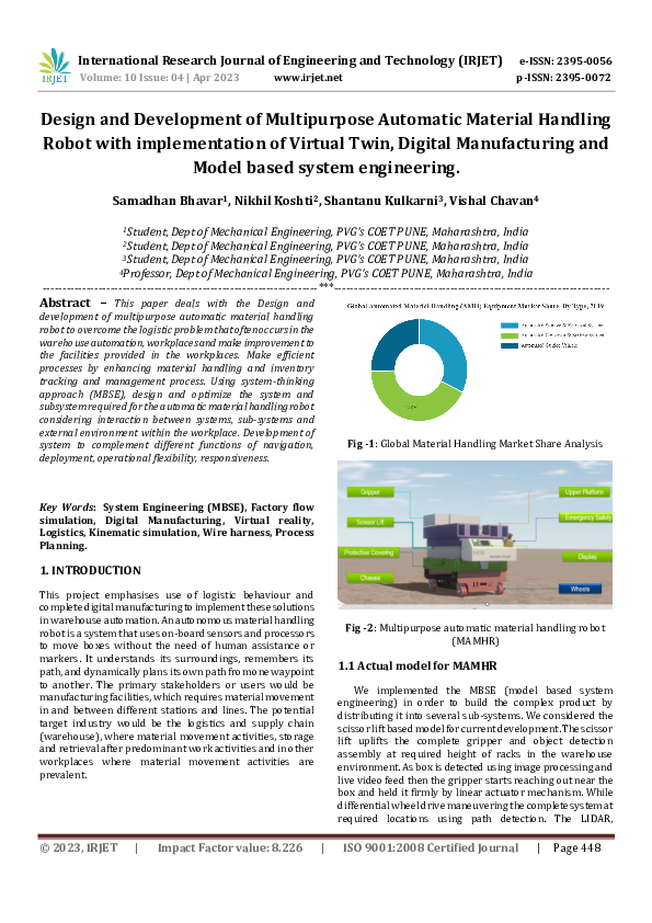 (PDF) Design and Development of Multipurpose Automatic Material Handling Robot with ...