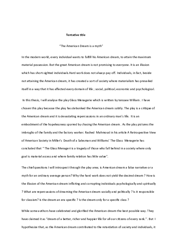 (DOC) The American Dream is an illusion