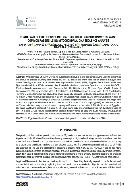 (PDF) Status and origin of Egyptian local rabbits in comparison with ...
