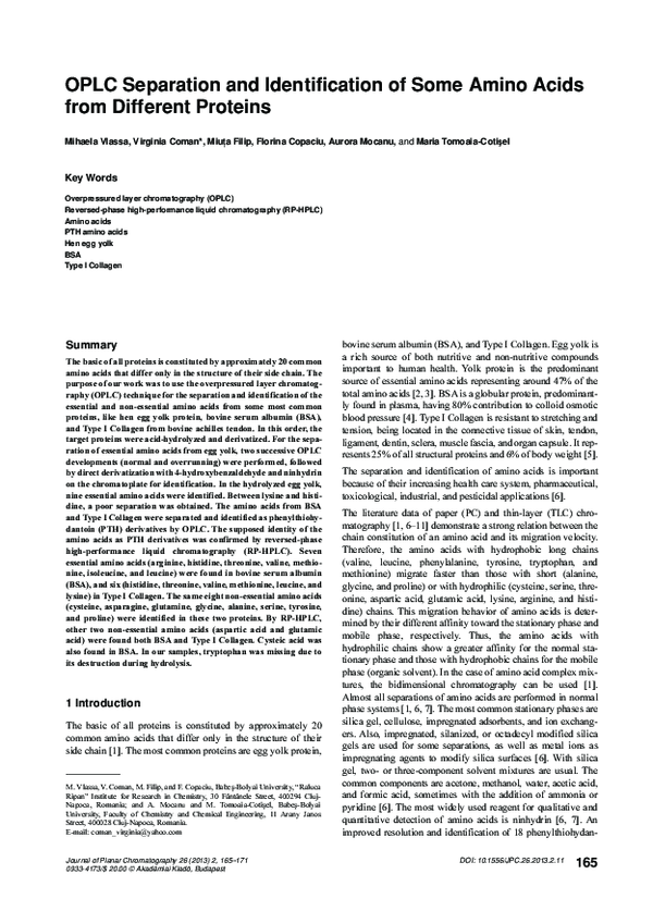 OPLC separation and identification of some amino acids from different ...