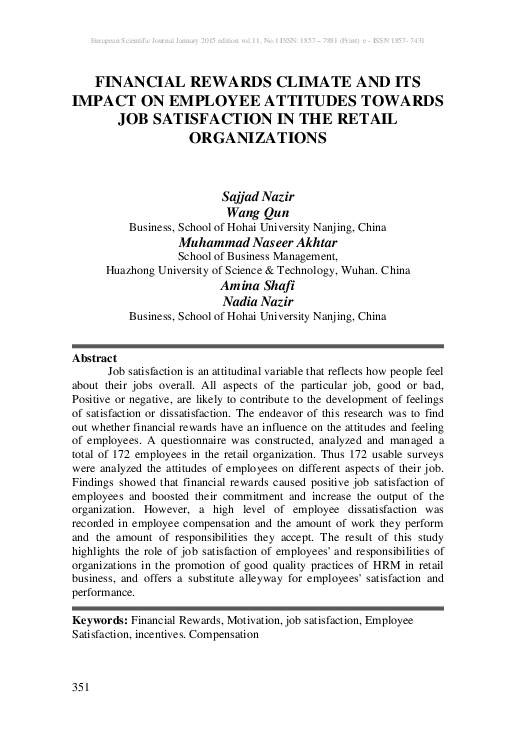 (PDF) Financial Rewards Climate and Its Impact on Employee Attitudes ...