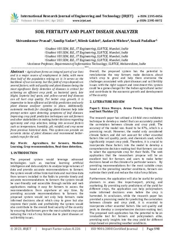 (PDF) SOIL FERTILITY AND PLANT DISEASE ANALYZER