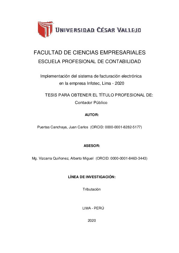 (PDF) Implementación del sistema de facturación electrónica en la empresa Infotec, Lima - 2020