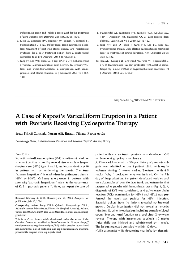 (PDF) A Case of Kaposi's Varicelliform Eruption in a Patient with ...