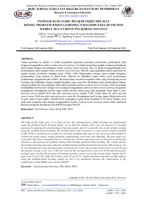 (PDF) Peningkatan Hasil Belajar Fiqih Melalui Model Problem Based Learning Pada Siswa Kelas Viii ...