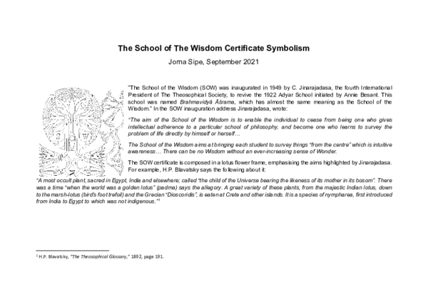 (PDF) The School of The Wisdom Certificate Symbolism