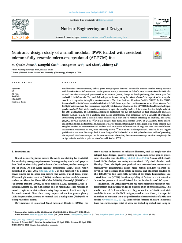 (PDF) Neutronic design study of a small modular IPWR loaded with ...