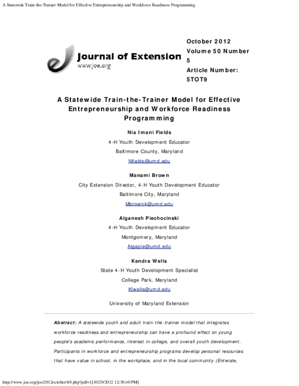 (PDF) A Statewide Train-the-Trainer Model for Effective ...