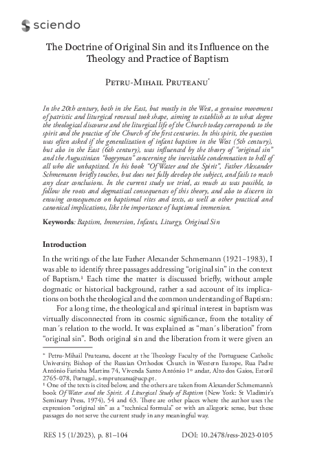 (PDF) The Doctrine of Original Sin and its Influence on the Theology ...