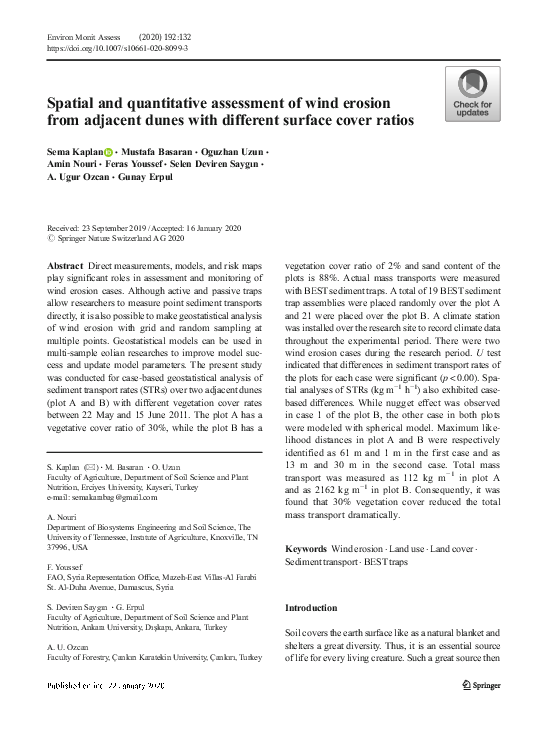 Pdf Spatial And Quantitative Assessment Of Wind Erosion From Adjacent Dunes With Different