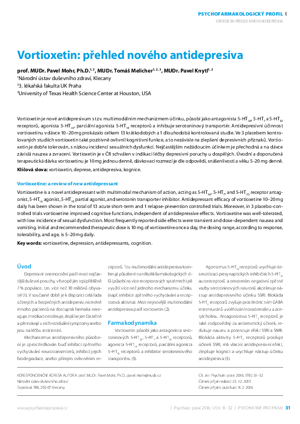 (PDF) Vortioxetine: a review of new antidepressant