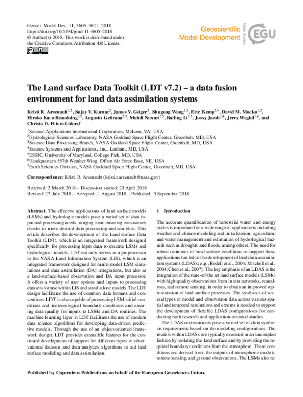 (PDF) The Land surface Data Toolkit (LDT v7.2) – a data fusion ...