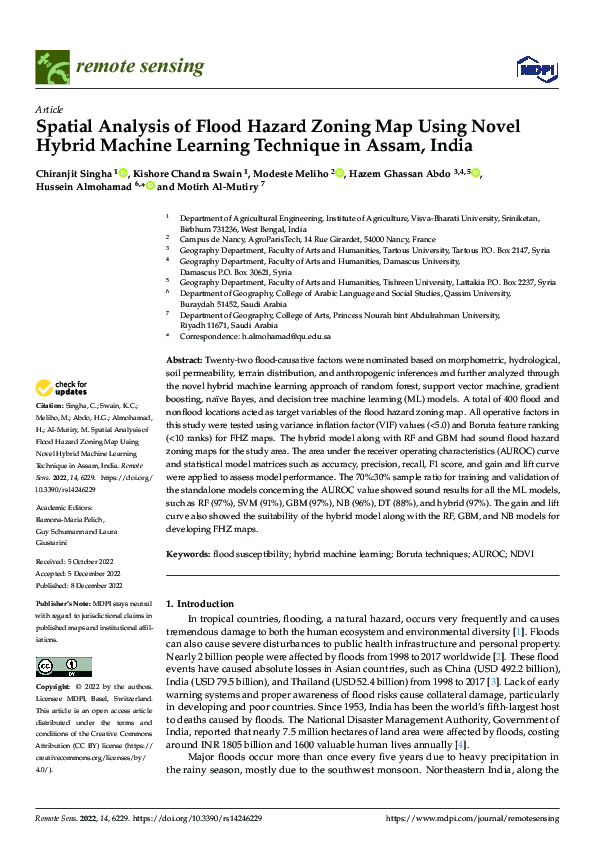 (PDF) Spatial Analysis of Flood Hazard Zoning Map Using Novel Hybrid Machine Learning Technique ...