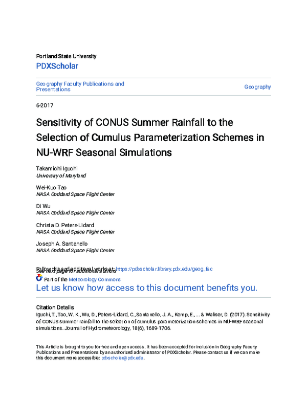 (PDF) Sensitivity of CONUS Summer Rainfall to the Selection of Cumulus ...