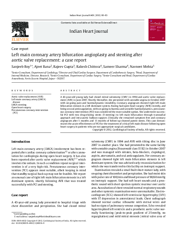 (PDF) Left main coronary artery bifurcation angioplasty and stenting ...