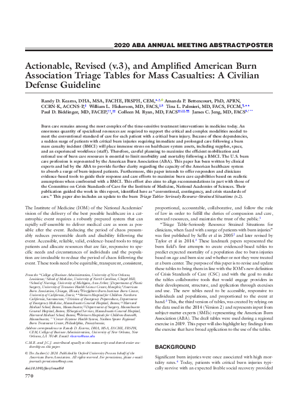 (PDF) Actionable, Revised (v.3), and Amplified American Burn ...