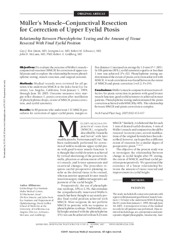 (PDF) Müller's Muscle–Conjunctival Resection for Correction of Upper ...