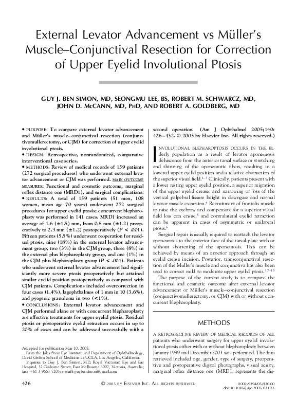 (PDF) External Levator Advancement vs Müller’s Muscle–Conjunctival ...