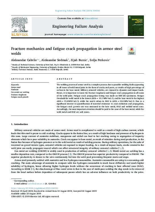 (PDF) FRACTURE MECHANICS and FATIGUE CRACK PROPAGATION