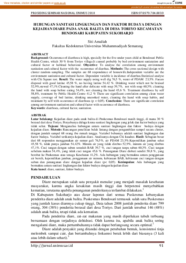 (PDF) Hubungan Sanitasi Lingkungan Dan Faktor Budaya Dengan Kejadian Diare Pada Anak Balita DI ...